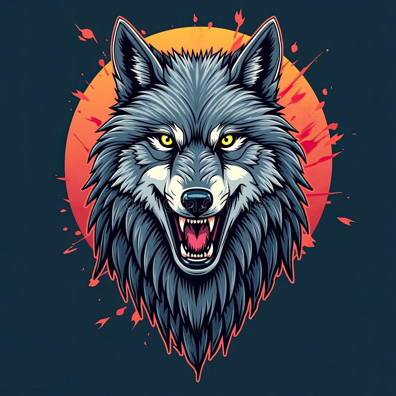 Detailed Illustration of a Fierce Wolf in a Dynamic Pose Stock ...