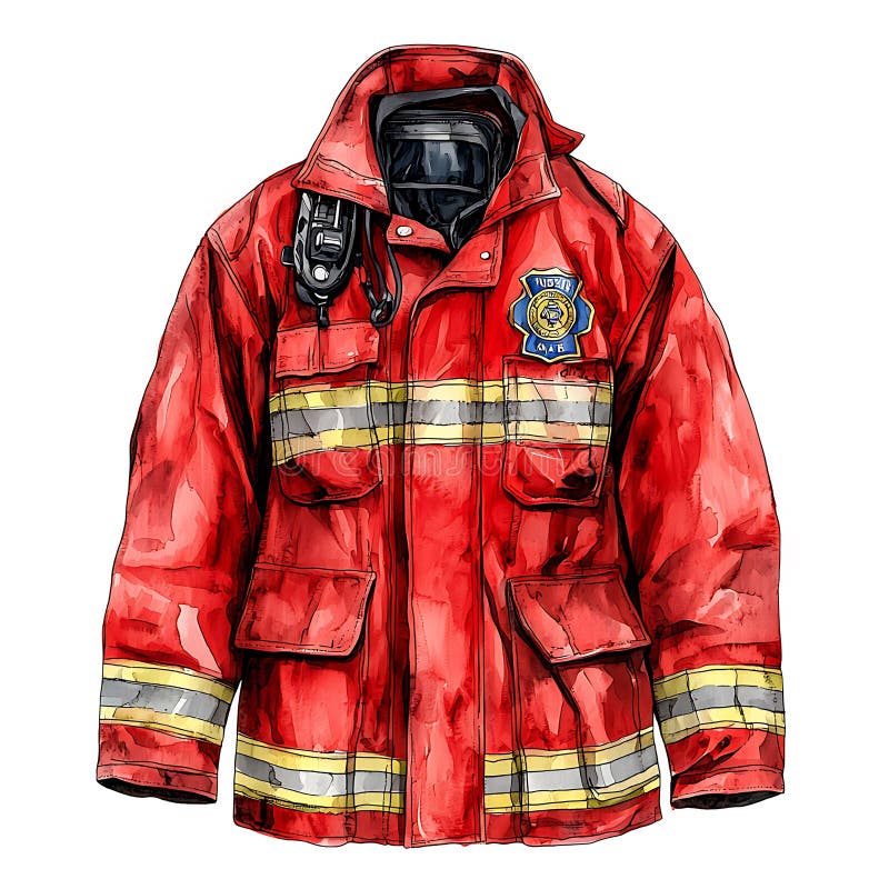 A Detailed Illustration of a Firefighters Uniform this Striking Image ...