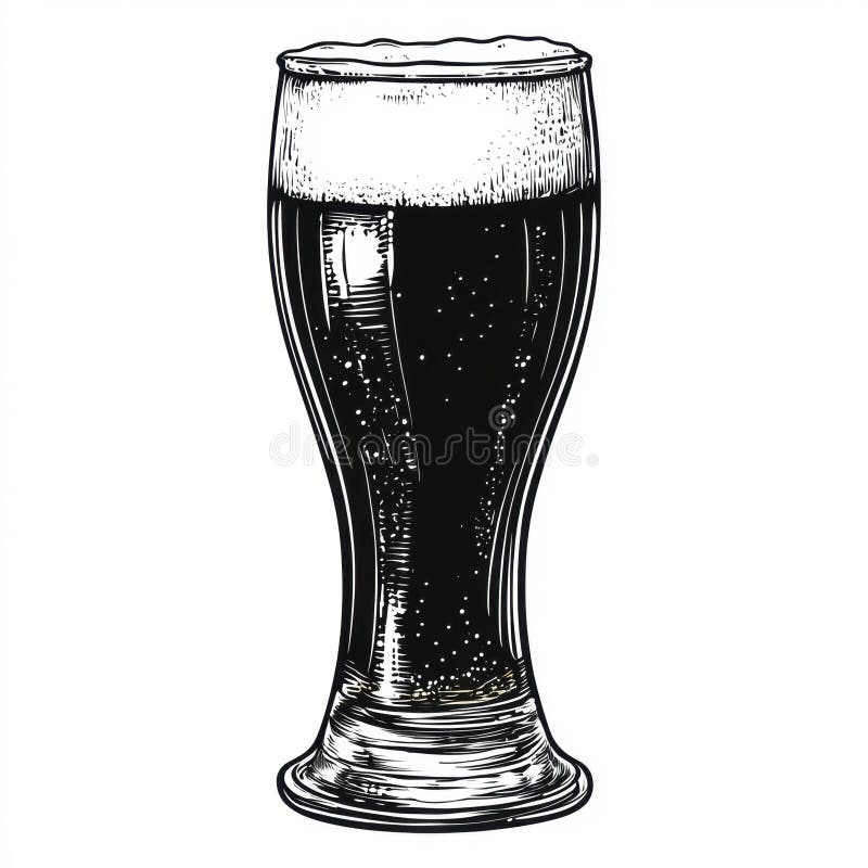 Detailed Illustration of a Frothy Beer Glass Stock Illustration ...