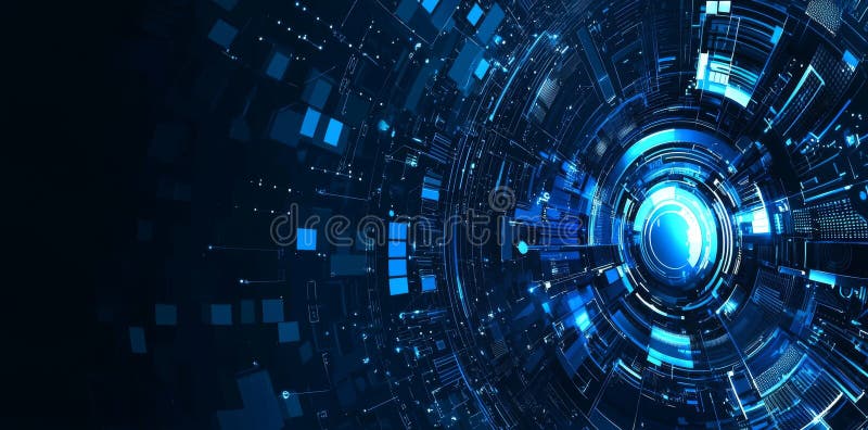 Detailed Illustration of a Futuristic Digital Technology Hi-tech Space ...