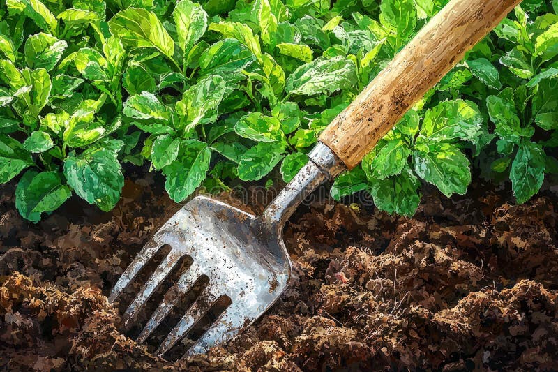 A Detailed Illustration of a Garden Fork, Showcasing Its Design and ...