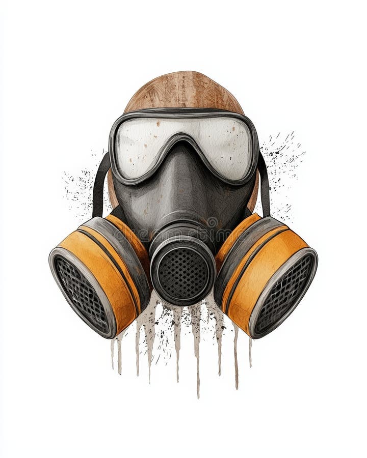 A Detailed Illustration of a Gas Mask Highlighting Its Design and ...