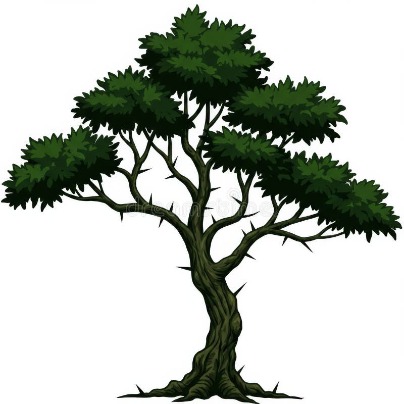 Detailed Illustration of a Green Tree on White Background Stock ...