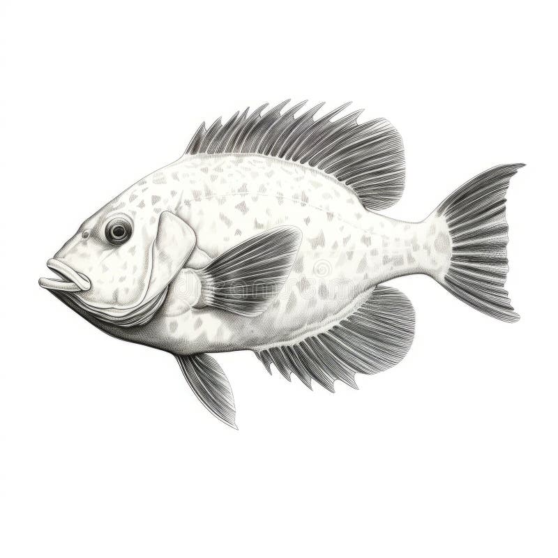 Detailed Illustration of Halibut Fish on White Background Stock ...