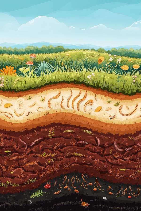 Healthy Soil Profile Illustration Stock Illustration - Illustration of ...