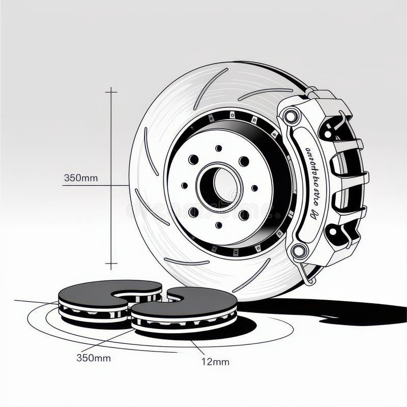 Detailed Illustration of a High Performance Car Brake System Stock ...