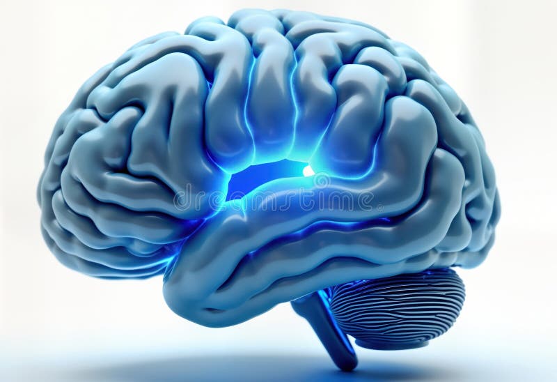 Detailed Illustration of Human Brain Displaying Intelligent Thinking ...