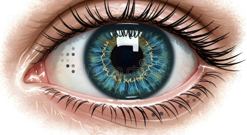 Illustrative Human Eye with Detailed Iris and Eyelashes Stock ...