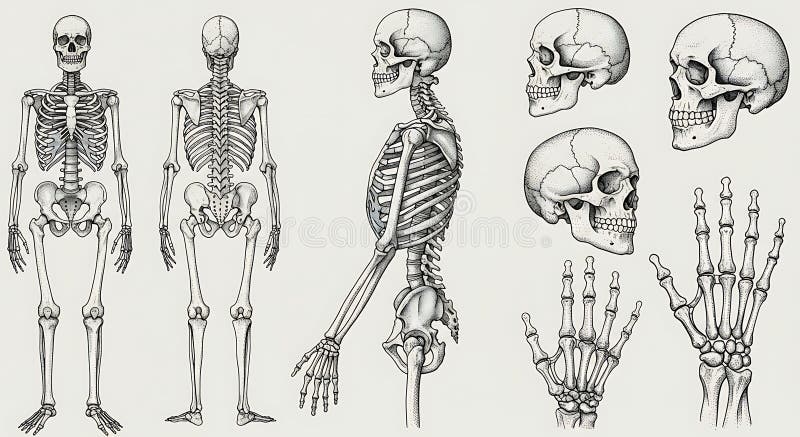 Human Skeleton Anatomy Chart Stock Illustration - Illustration of ...