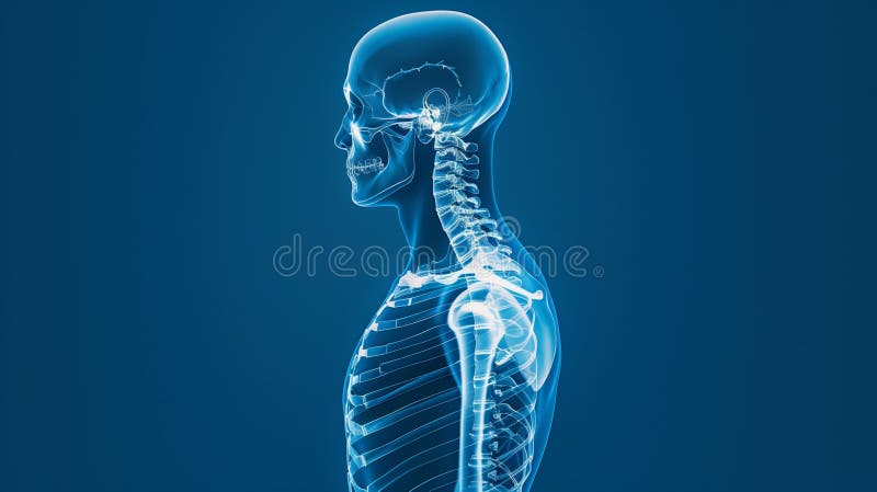Human Skeleton X-ray Side View Illustration Stock Illustration ...