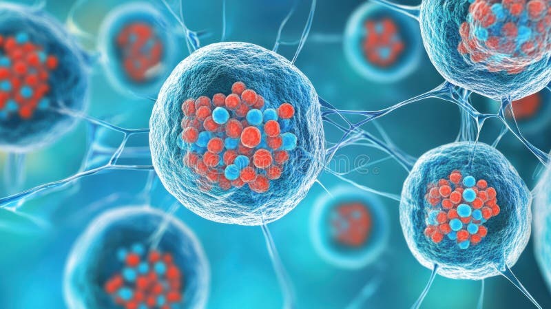 Detailed Illustration of Human Stem Cells in Biomedical Context Stock ...