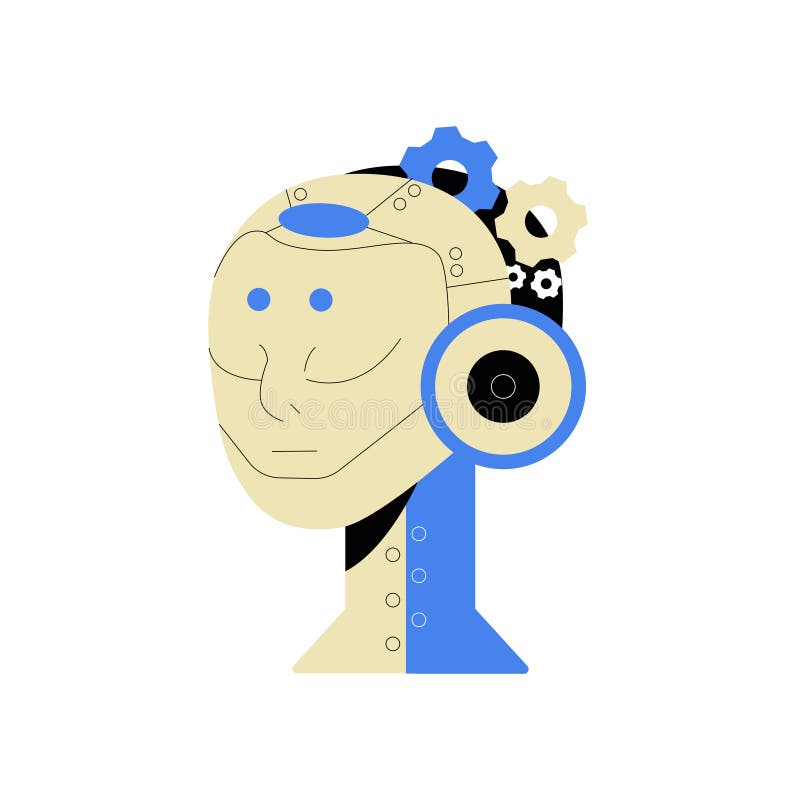 Humanlike AI Robot Head with Gears and Circuits, Flat Vector ... Humanlike AI Robot Head with Gears and Circuits, Flat Vector ...