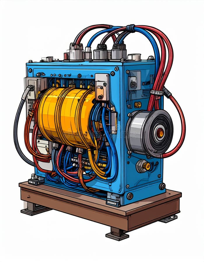Detailed Illustration of Industrial Electrical Machine Stock ...