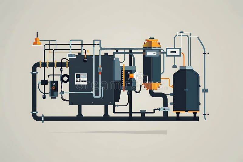 Detailed Illustration of an Industrial Process System Stock ...