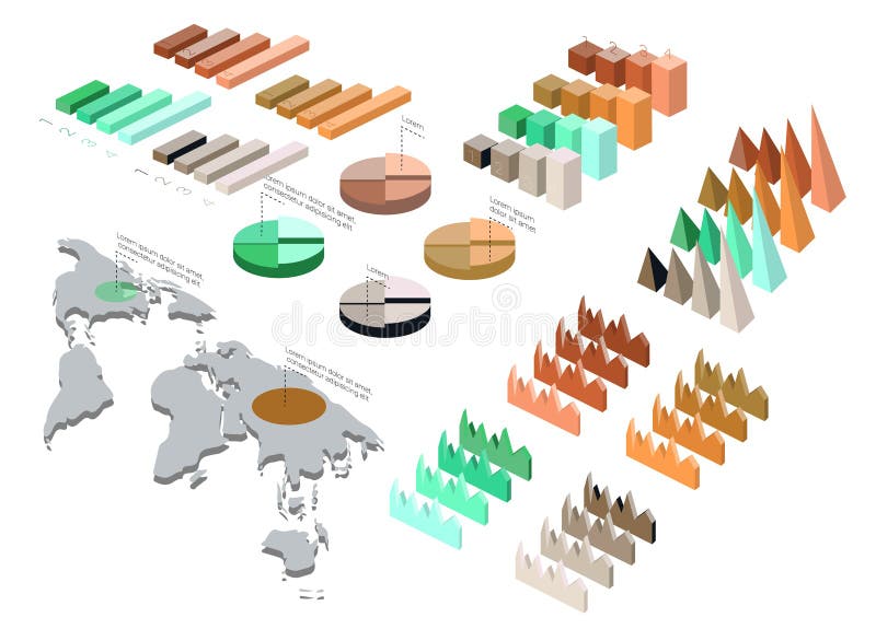 Vector Infographic Template with 3D Isometric Elements, World Map and ...