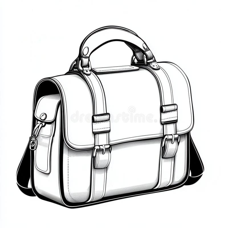 Detailed Illustration of a Leather Satchel Bag Stock Illustration ...