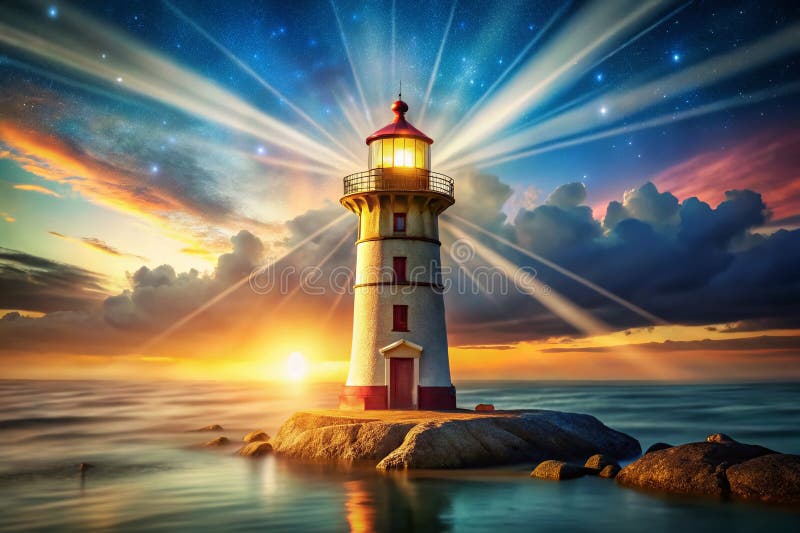 Detailed Illustration of a Lighthouse Closeup View of Texture Light ...