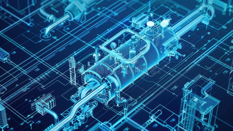 A Detailed Illustration of a Machine on a Blueprints Page, Suitable for ...