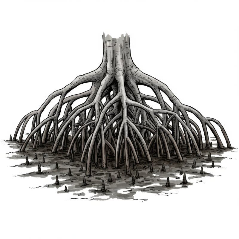 Detailed Illustration of Mangrove Tree Roots Stock Illustration ...