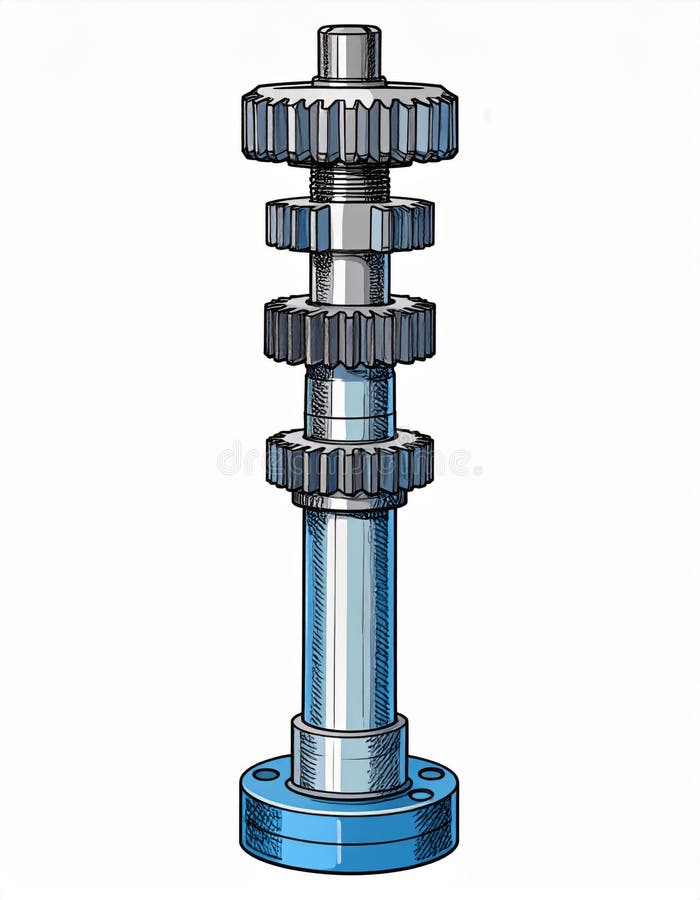 Detailed Illustration of a Metal Gear Assembly Stock Illustration ...