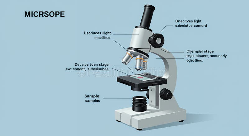 Detailed Illustration of a Microscope Showcasing Its Key Components in ...