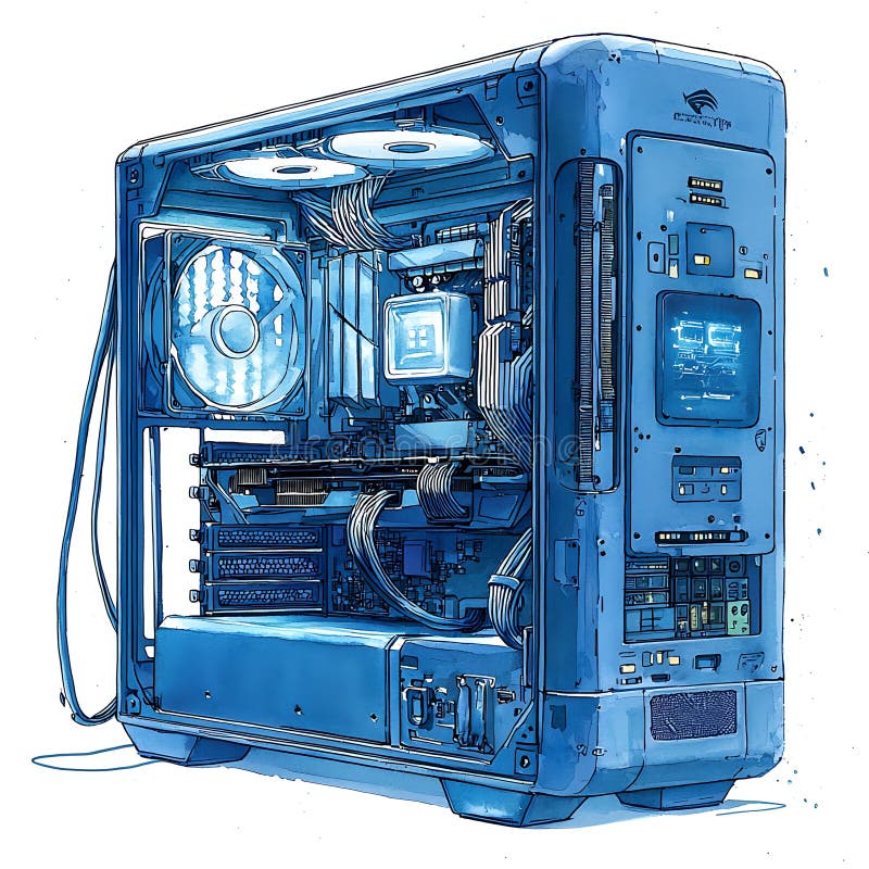 Detailed Illustration of a Modern Computer Cases Internal Components a ...