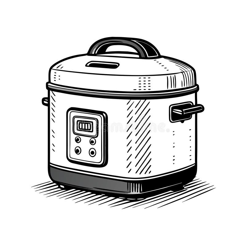 Detailed Illustration of a Modern Electric Rice Cooker with Control ...