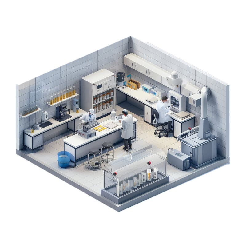 Isometric Laboratory Interior with Scientists at Work Stock Image ...