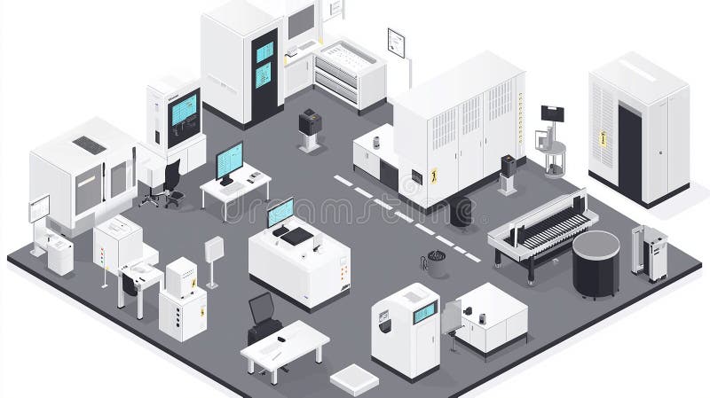 Modern Lab Equipment in a Well-organized Space Stock Illustration ...