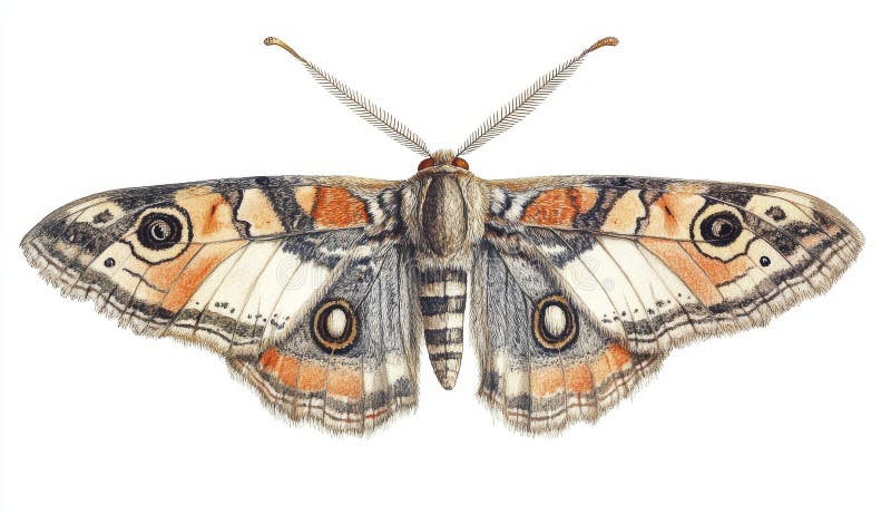 Detailed Illustration of a Moth with Intricate Wing Patterns Stock ...