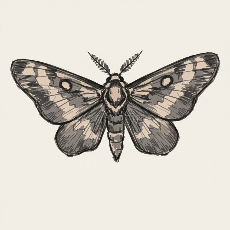Detailed Illustration of a Moth with Outstretched Wings. the Design ...