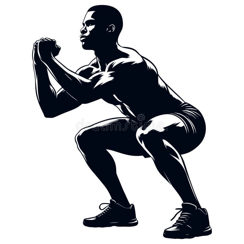 Muscular Man Performing Squat Exercise for Strength Training and ...