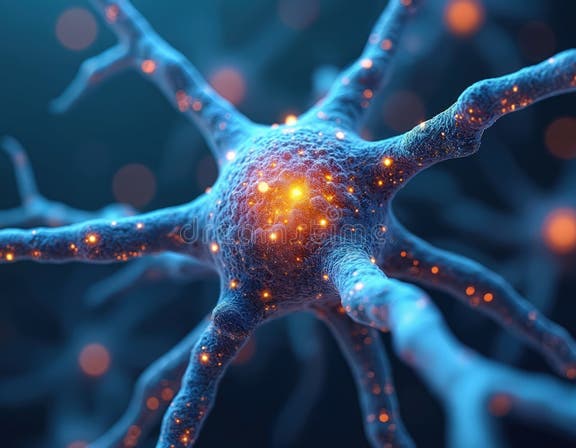 Detailed Illustration of Neuron, Intricate Structure, Glowing Neural ...