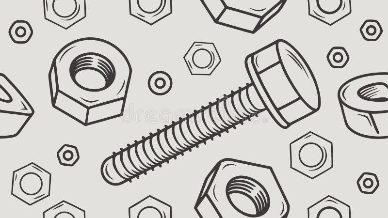 Detailed Illustration of Nuts and Bolt Elements Vector, Industrial ...