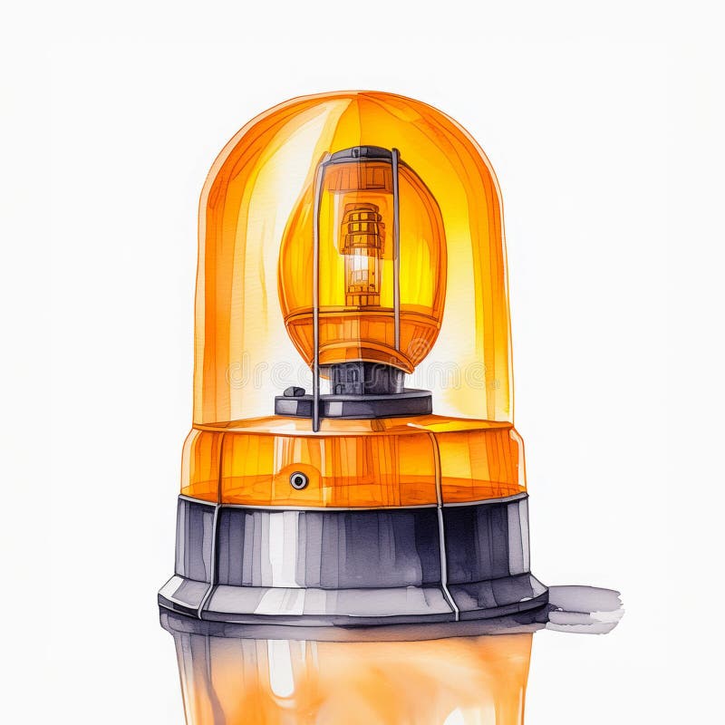This is a Detailed Illustration of an Orange Emergency Light. the ...
