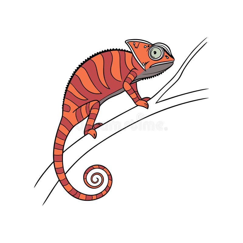 Detailed Illustration of Panther Chameleon in Color Stock Illustration ...