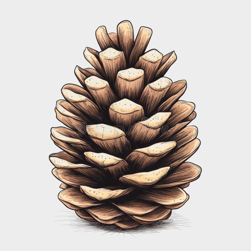 Detailed Illustration of a Pine Cone Featuring Realistic Textures and ...