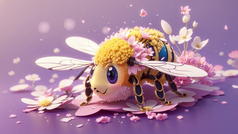 Illustration of a Print of a Cute Colorful Bee Stock Illustration ...