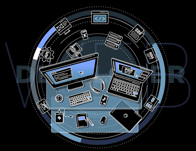 Detailed Illustration for Promo Poster - Web Developer. Stock ...