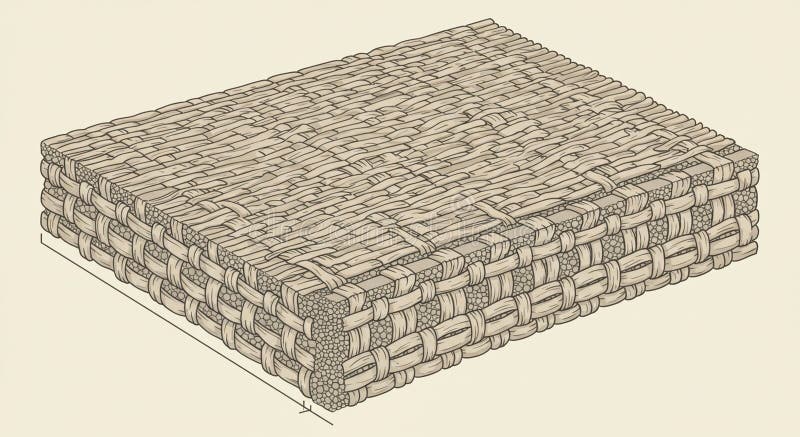 A Detailed Illustration of a Rectangular Object Resembling a Straw Bale ...