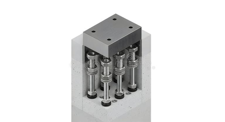 Detailed Illustration of a Robust Anchor Bolt System Embedded in ...
