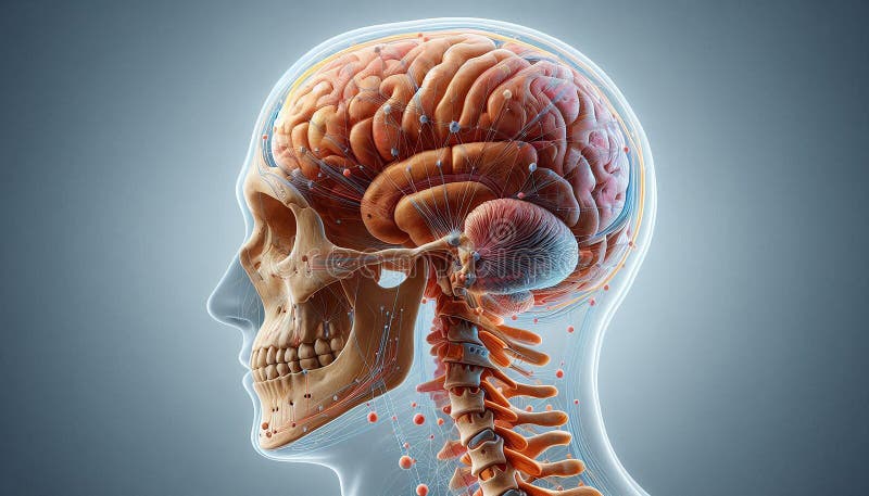 Human Skull and Brain Anatomy Illustration Stock Illustration ...