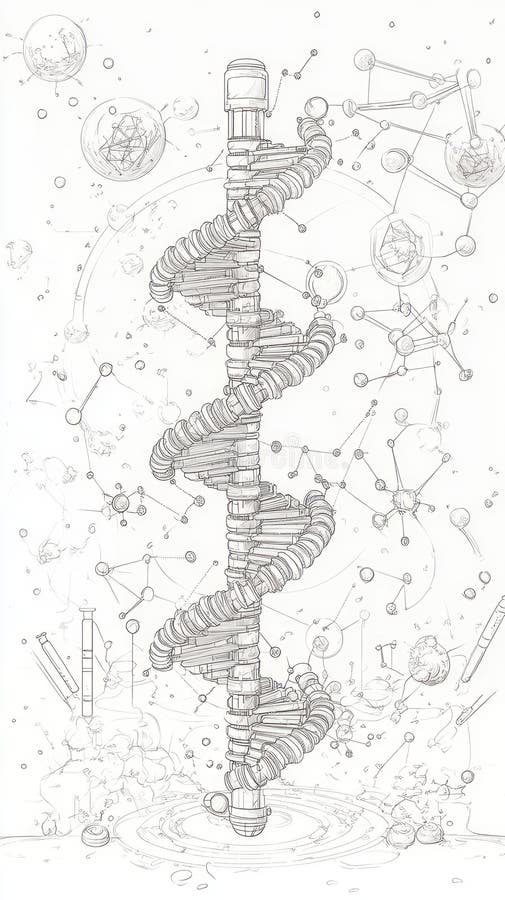 A Detailed Illustration Showcases a DNA Helix Integrated with Various ...