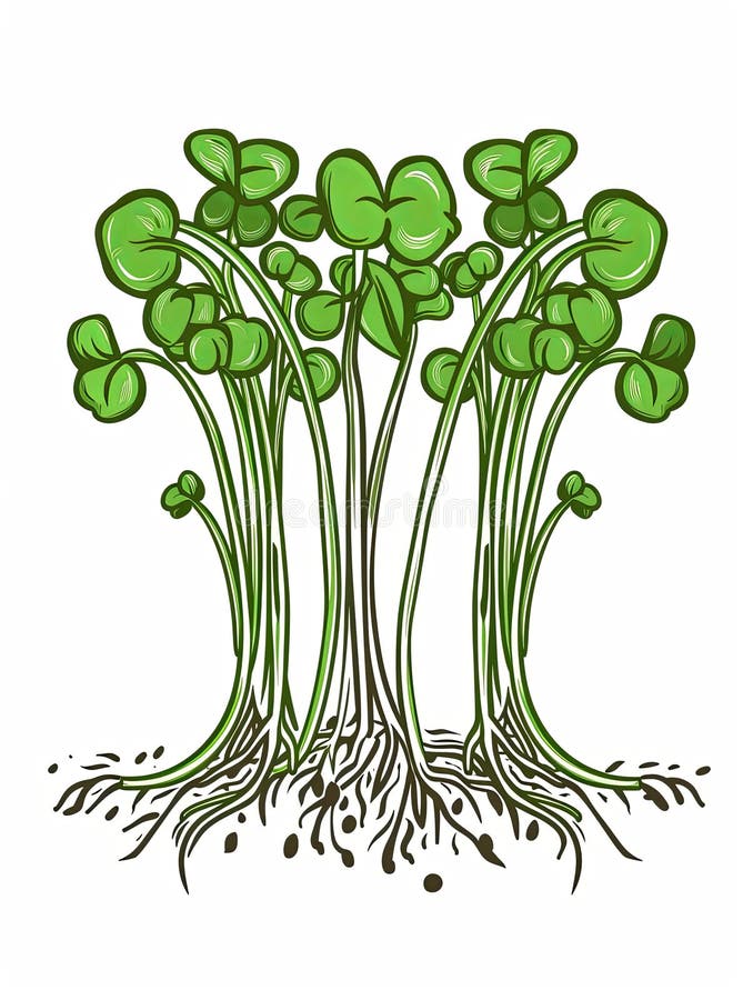 A Detailed Illustration Showcasing Microgreens Growing from the Soil ...