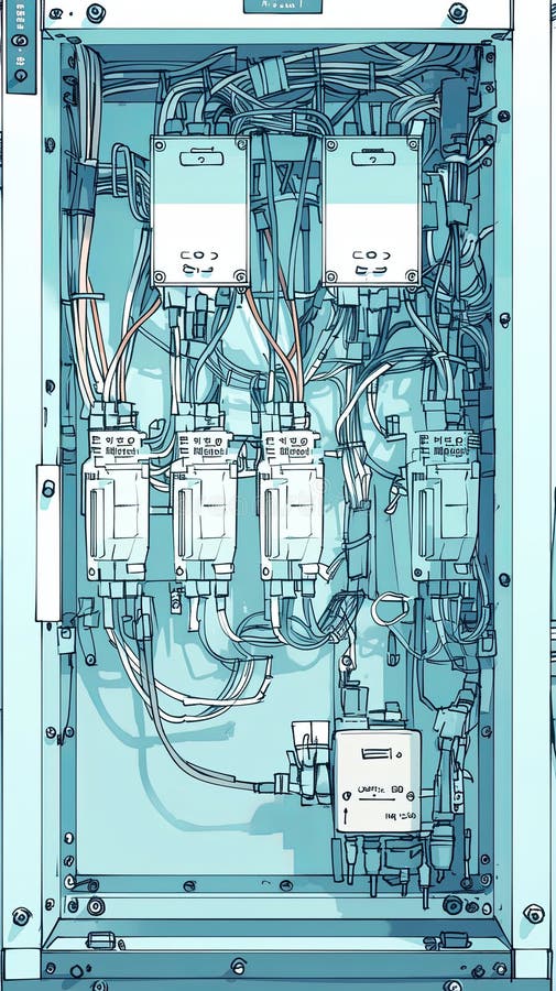 Close-up of Electrical Engineering Panel Featuring Wiring and Installed ...