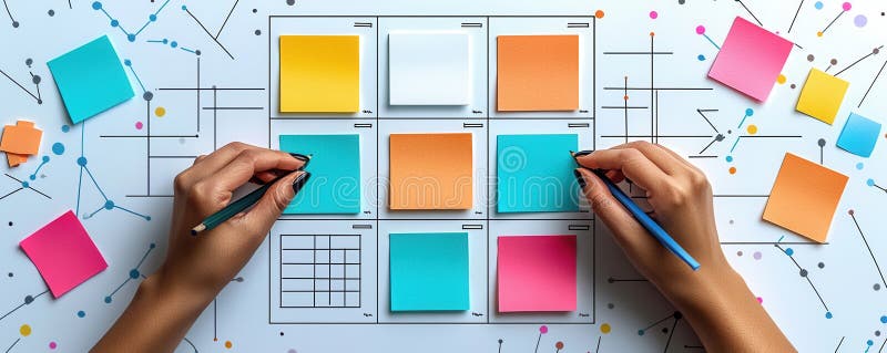 Hands Arranging Colorful Sticky Notes Planning Organization Stock ...