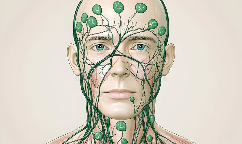 Facial Lymph Nodes Anatomy stock illustration. Illustration of disease ...