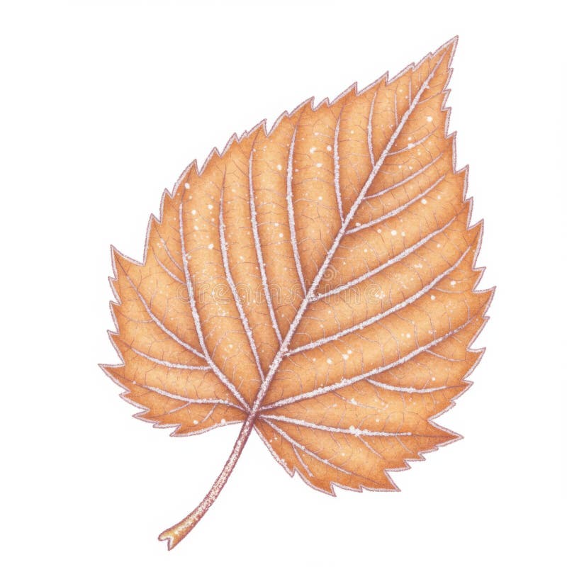 Detailed Illustration of a Single Brown Autumn Leaf Stock Image - Image ...