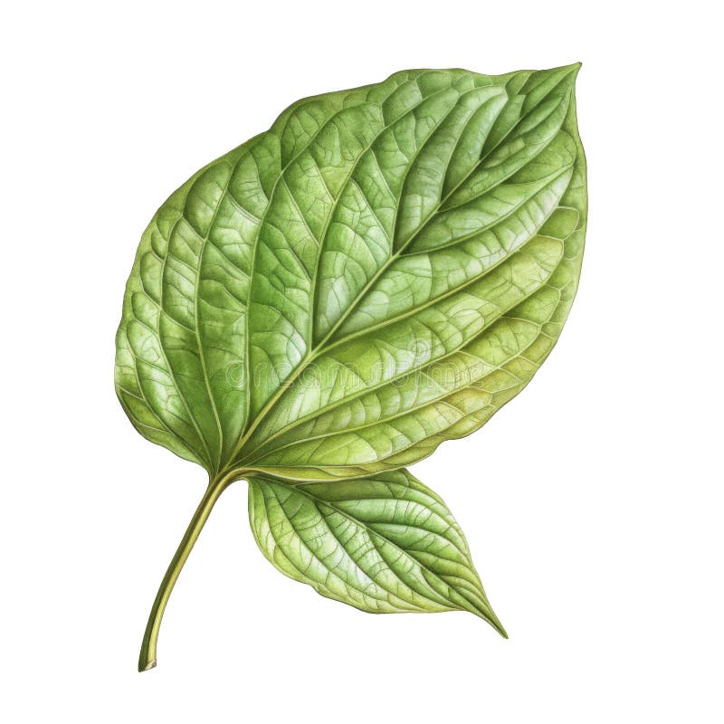 Detailed Illustration of a Single Green Leaf with Veins Stock Image ...