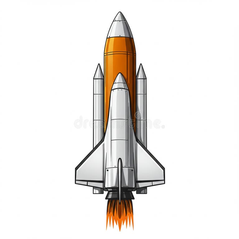 A Detailed Illustration of a Space Shuttle Launching, Featuring a ...